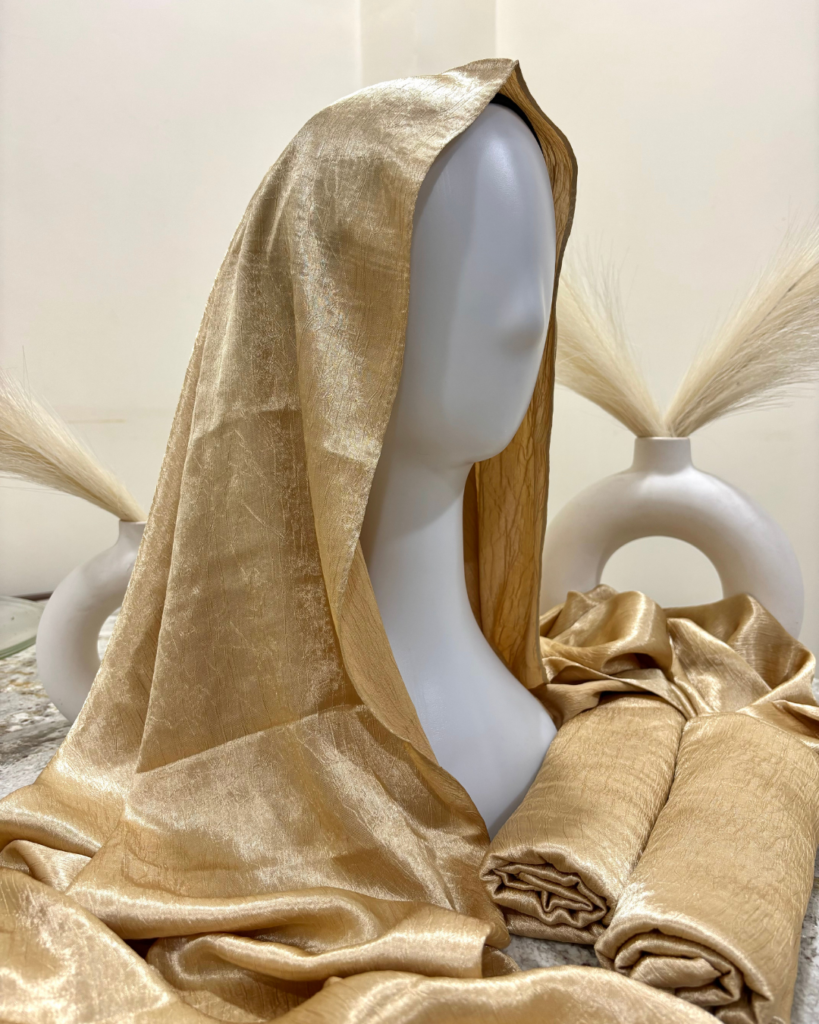 Peanut Gold | Marble Texture Satin Hijab - The Urban Veil