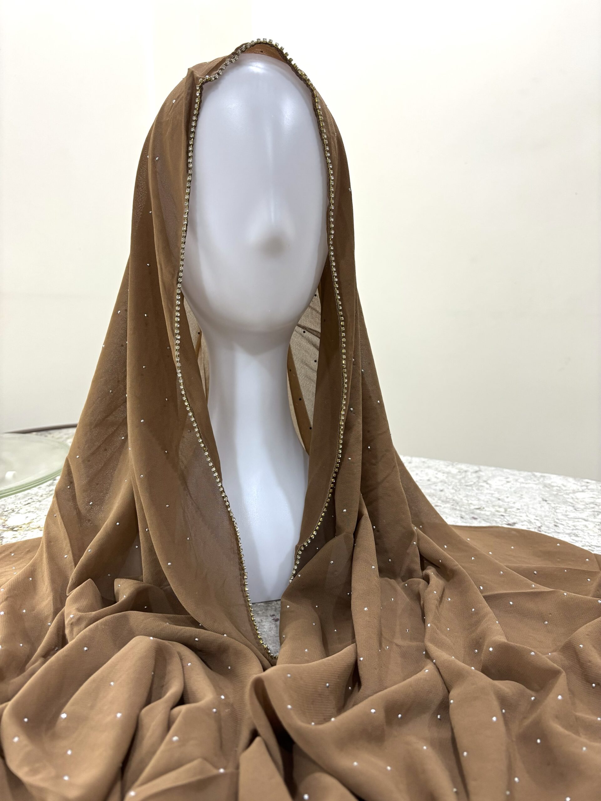 Biscoff | Rhinestone Chiffon Hijab - The Urban Veil